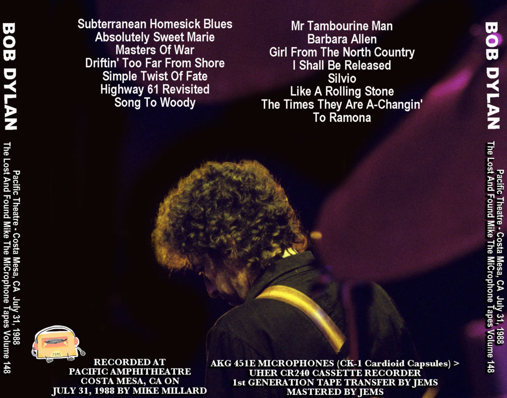 Bob Dylan Costa Mesa 7/31/88 Millard Recording - Heart of Markness
